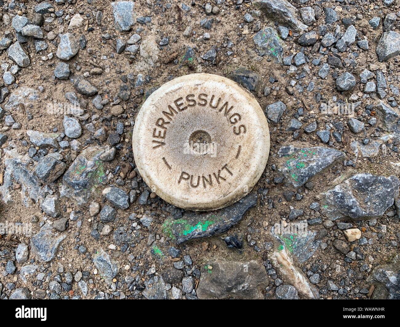 Marking, surveying point, Dusseldorf, Germany Stock Photo - Alamy