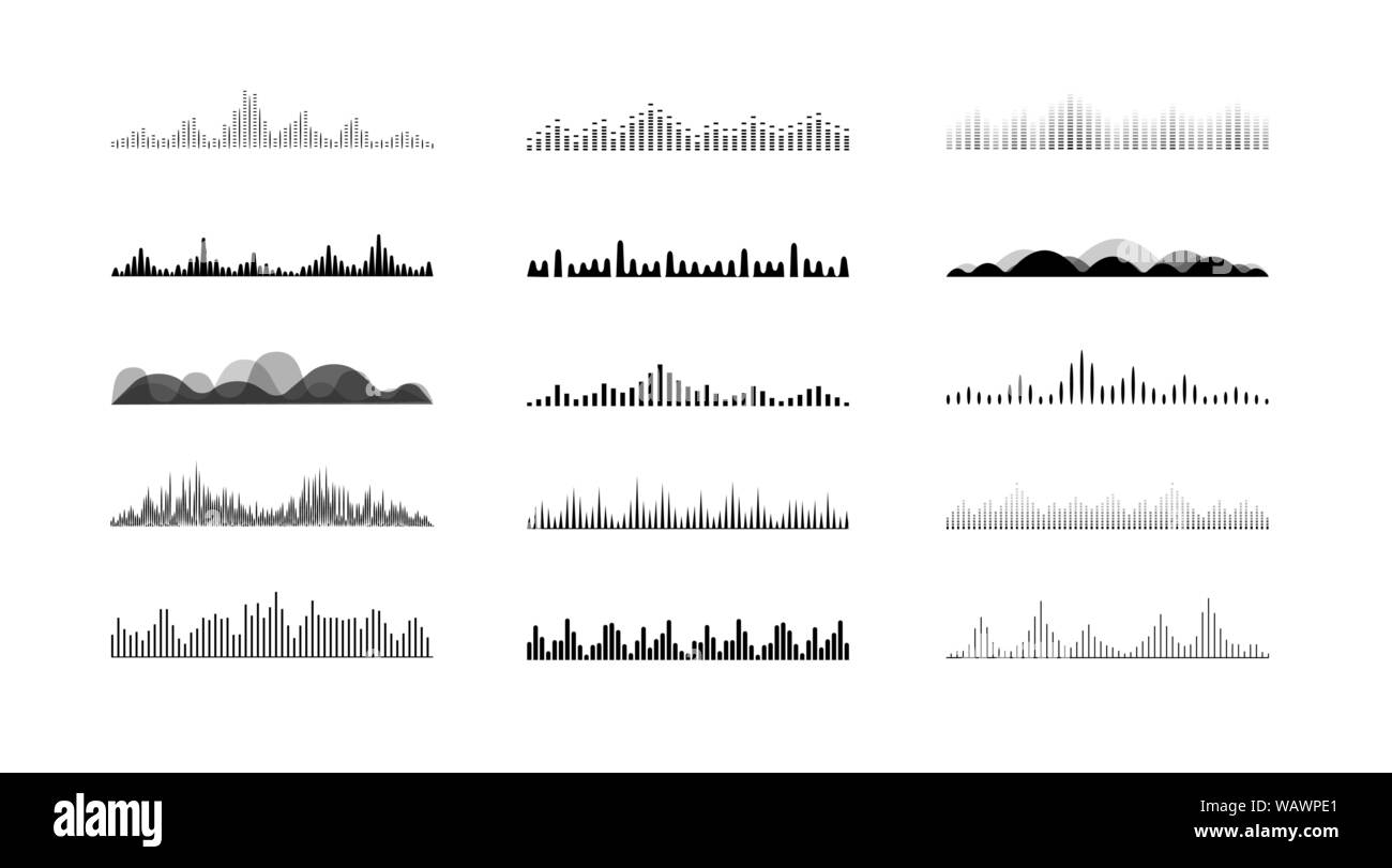 Set Of Radio Wave Icons Monochrome Simple Sound Wave On White Background Isolated Vector