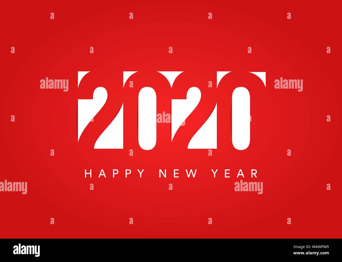 2020 Calendar Cover Design. White negative space numbers on red ...