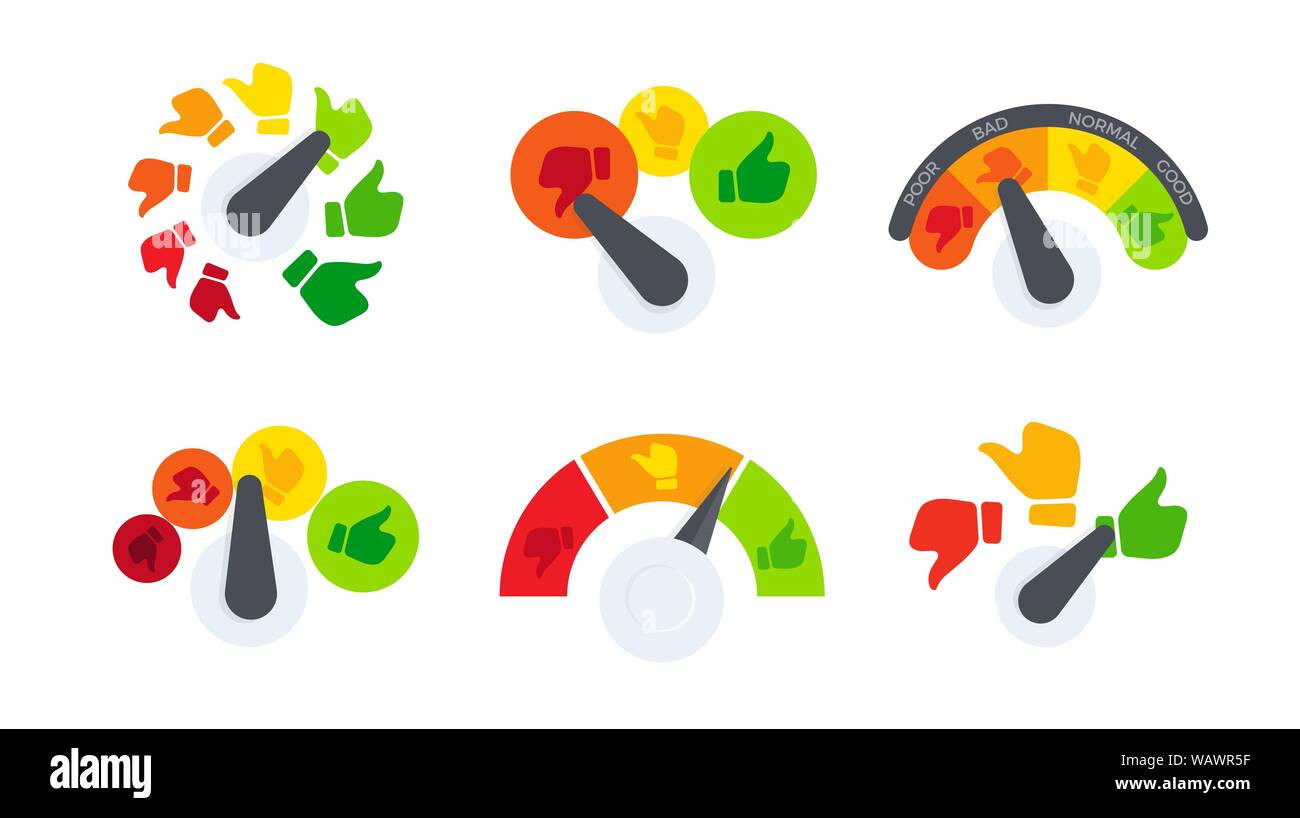 Business meter or business indicator template with emotional cartoon ...