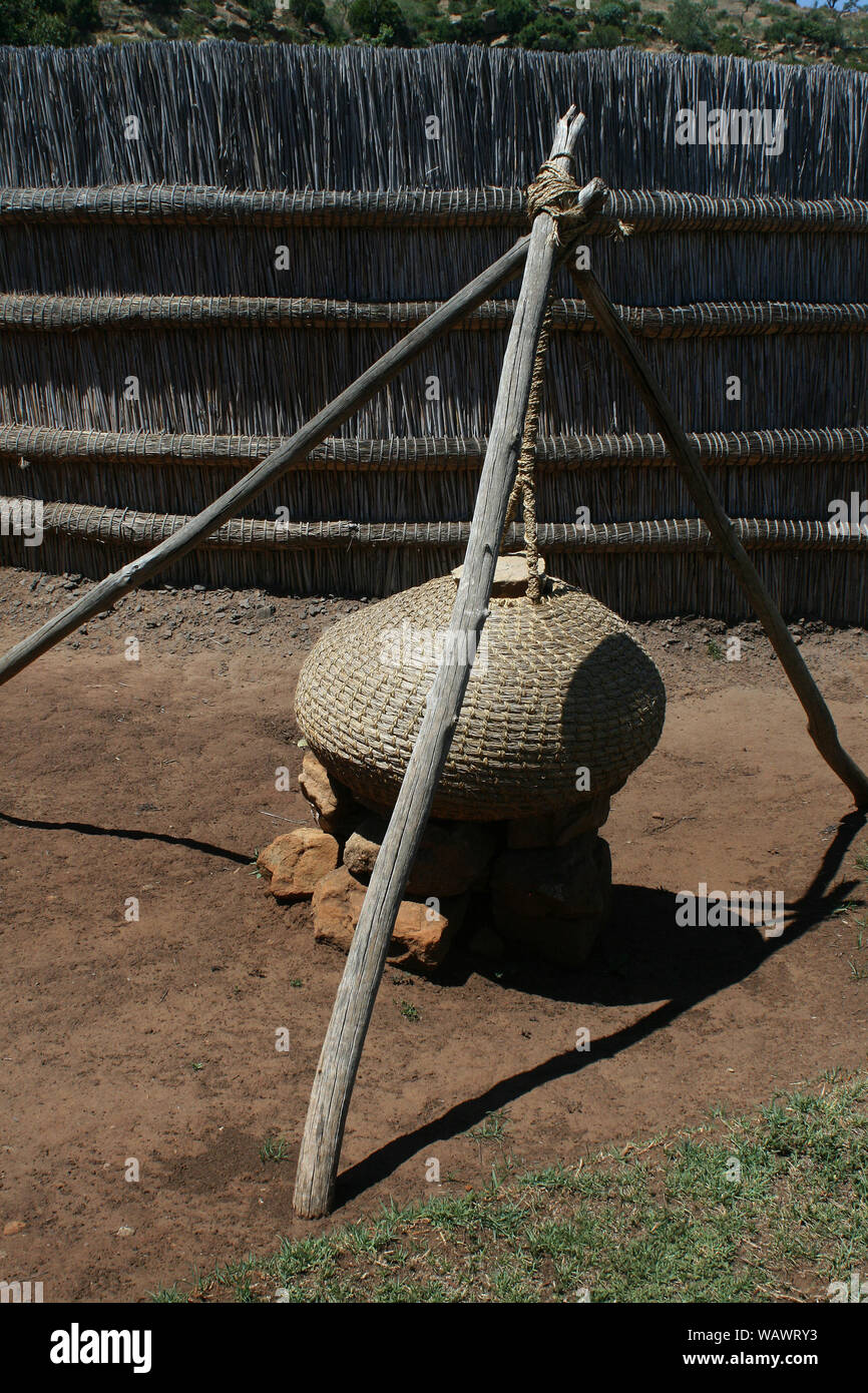 Traditional grain storage basket, Basotho Cultural Village, Free State ...