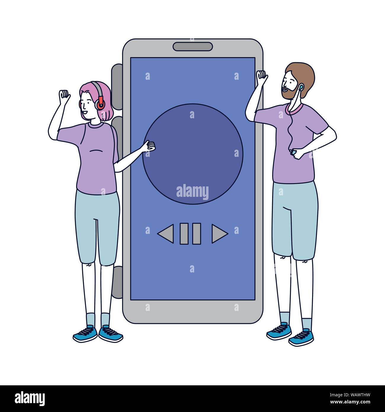 Woman cartoon smartphone listening Cut Out Stock Images & Pictures - Alamy