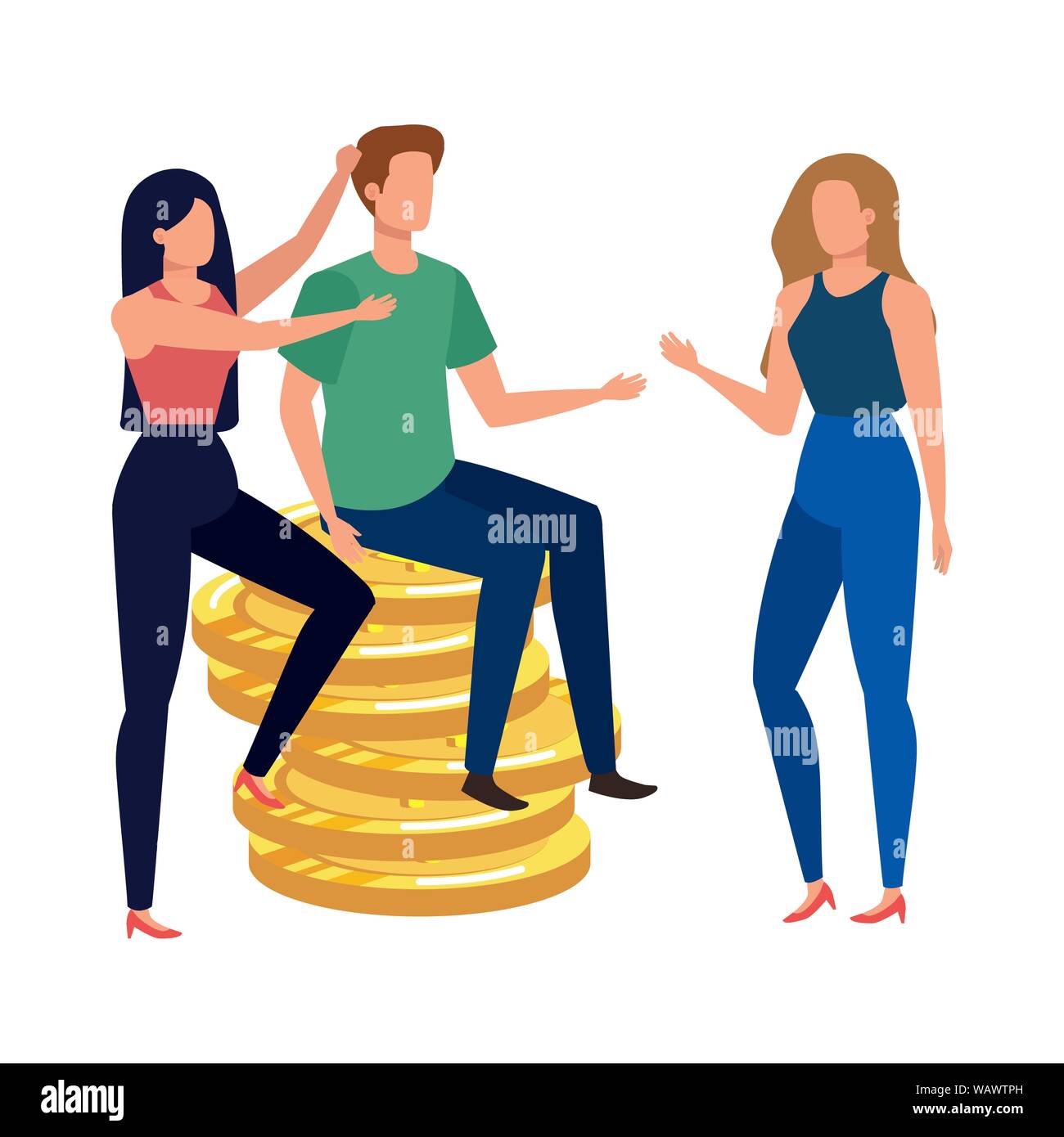 group of people with coins money dollars characters Stock Vector Image ...