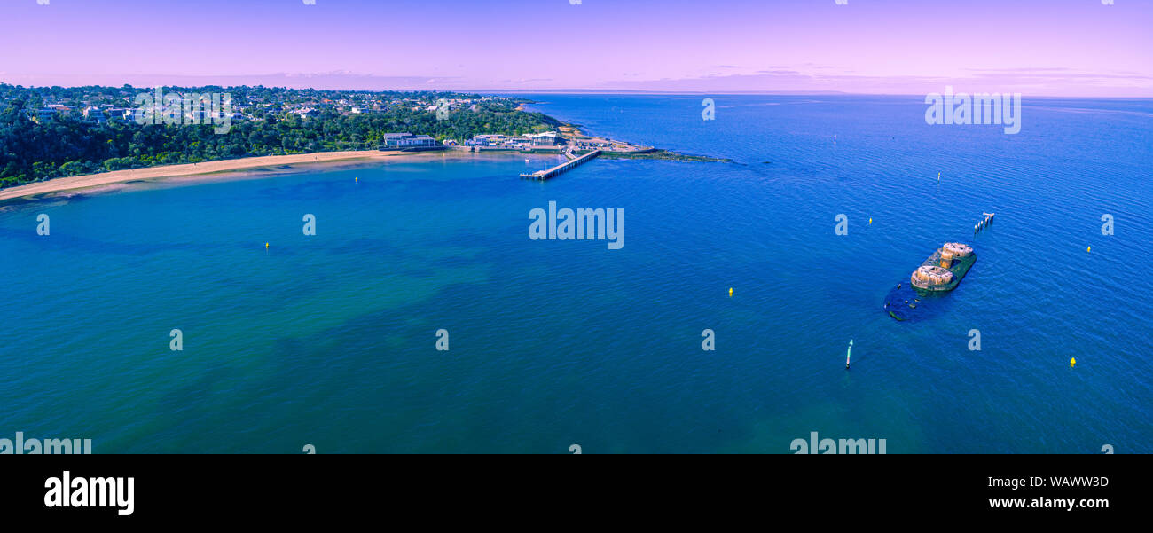 Aerial panoramic landscape of historic shipwreck and beautiful Black ...
