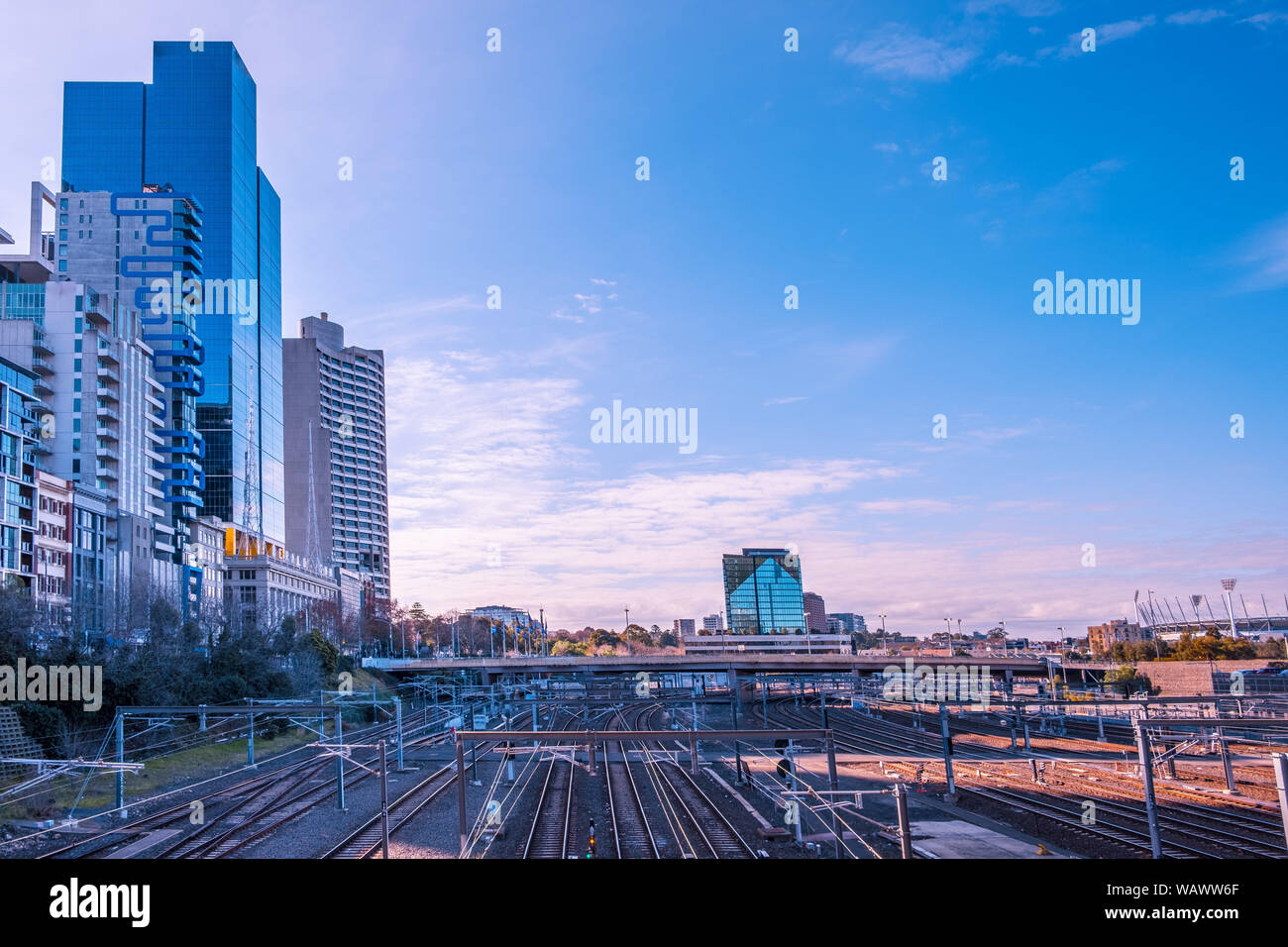 Mutliple railway tracks near Federation Square in Melbourne - urban ...