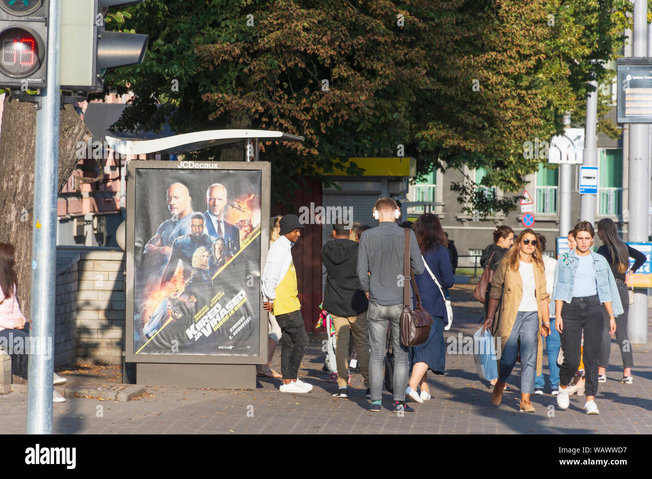 People at bus stop in Tallinn Estonia Stock Photo - Alamy
