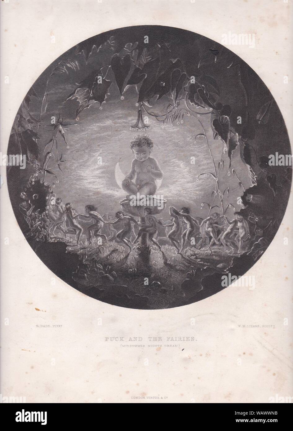 Print of Puck and the Fairies from Shakespeare's play 'Midsummer Nights ...