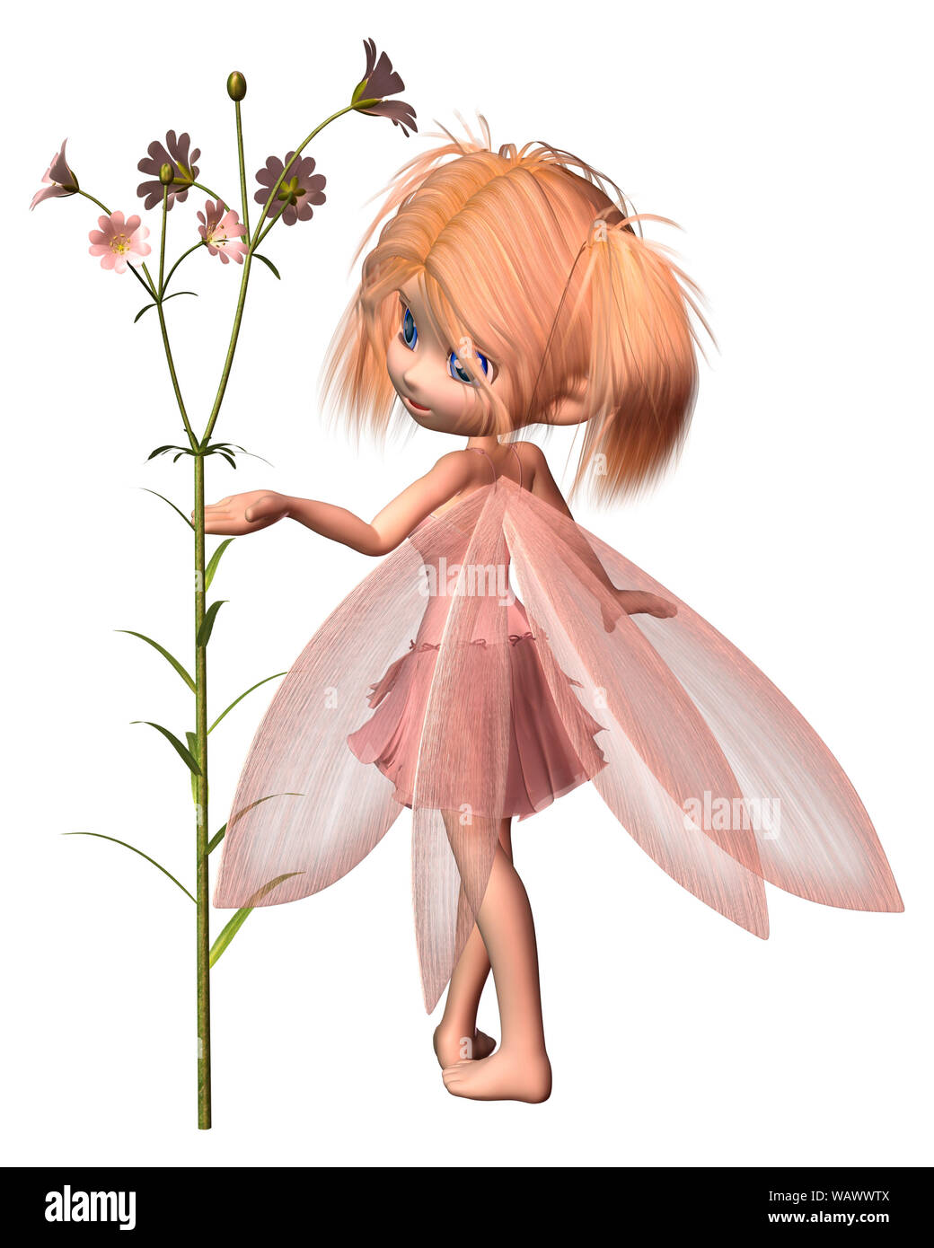 Pretty Toon Fairy with Pink Flowers Stock Photo - Alamy