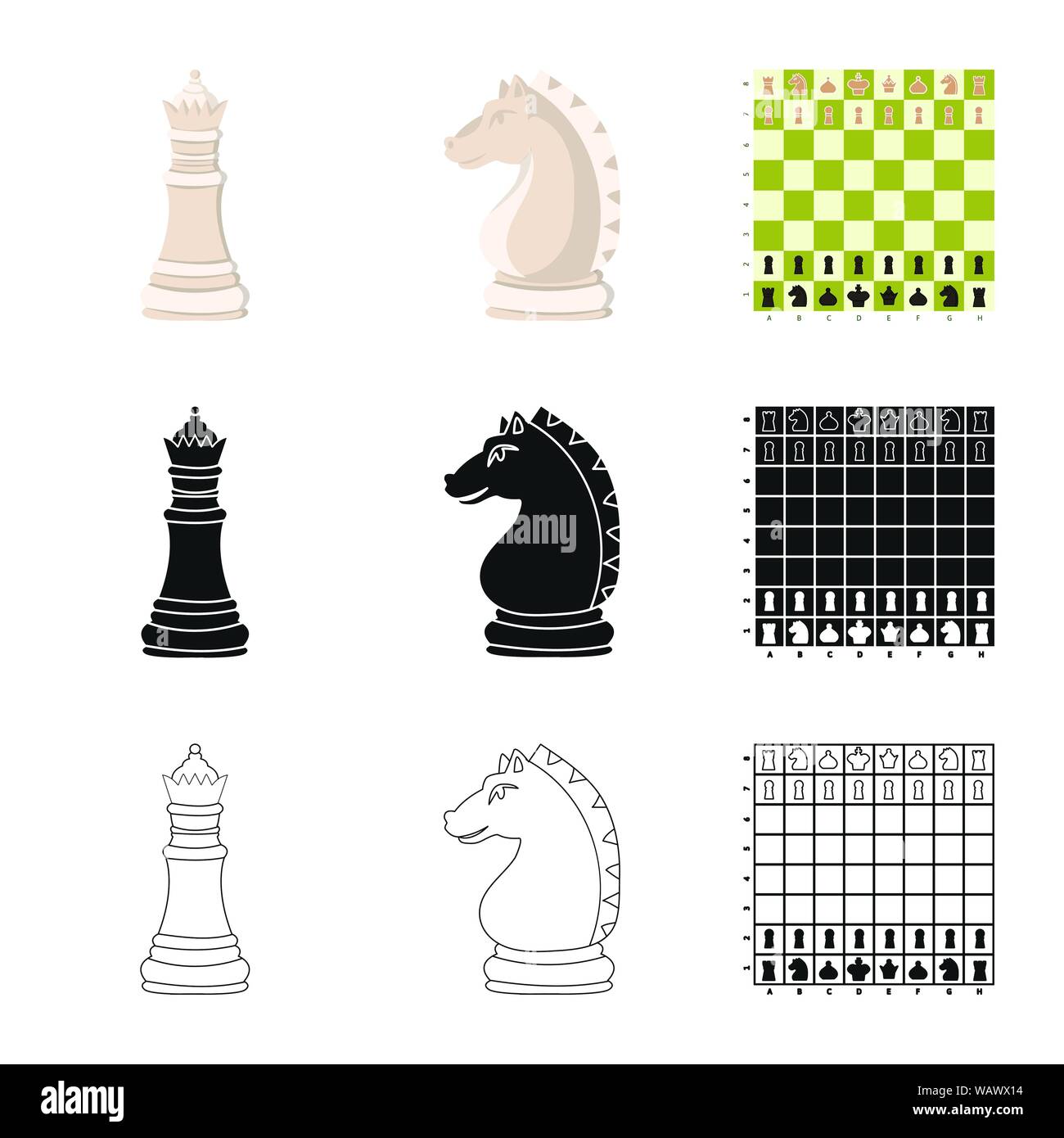 Vector illustration of checkmate and thin symbol. Set of checkmate and ...