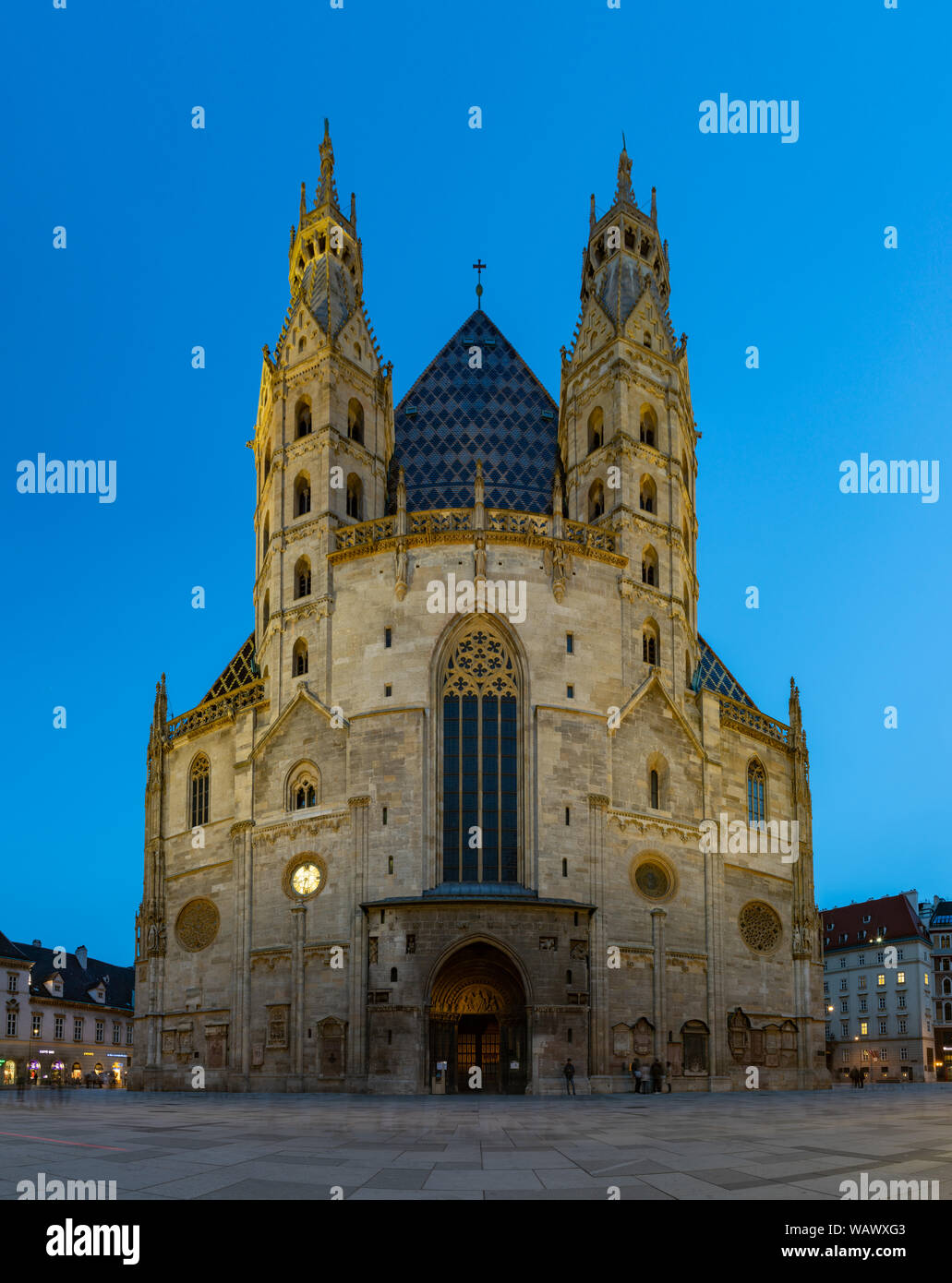 A panorama picture of the front facade of the St. Stephen's Cathedral ...