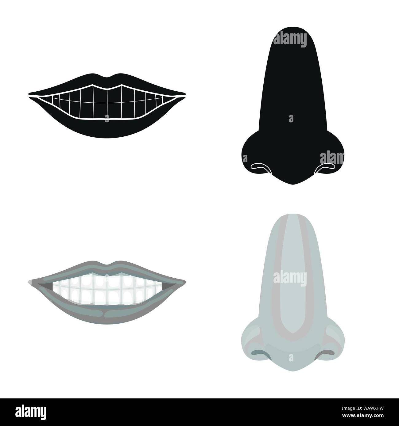 Vector illustration of body and part symbol. Set of body and anatomy ...