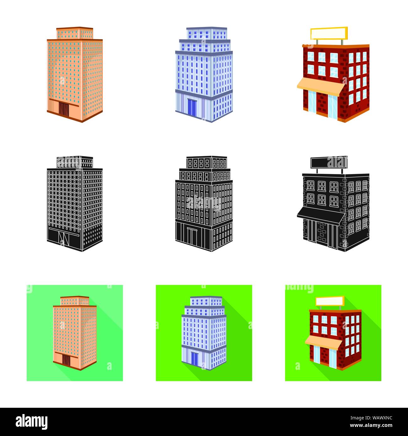 Vector illustration of construction and building symbol. Set of ...