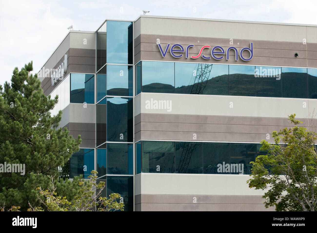 A logo sign outside of a facility occupied by Verscend in Draper, Utah ...
