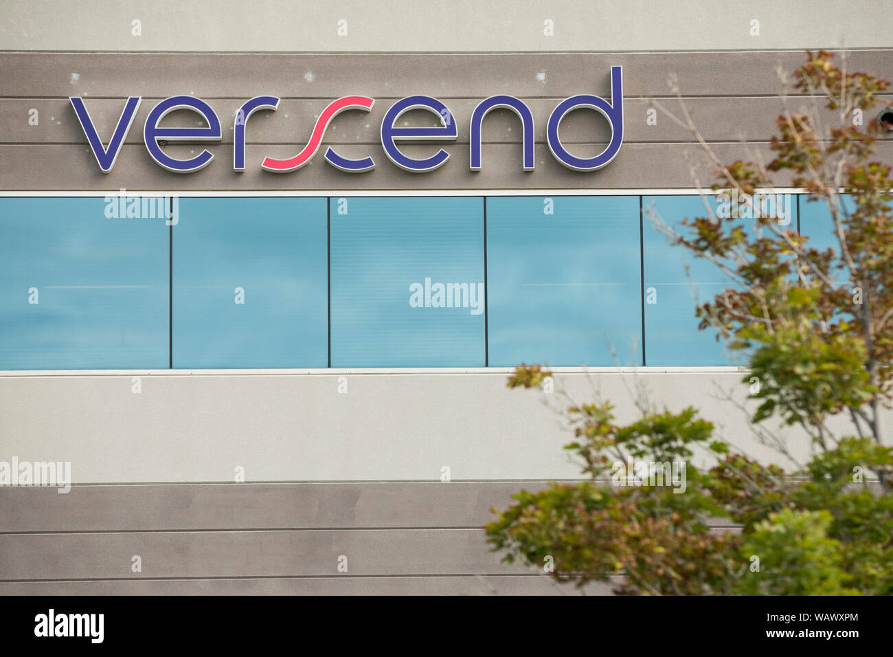 A logo sign outside of a facility occupied by Verscend in Draper, Utah ...