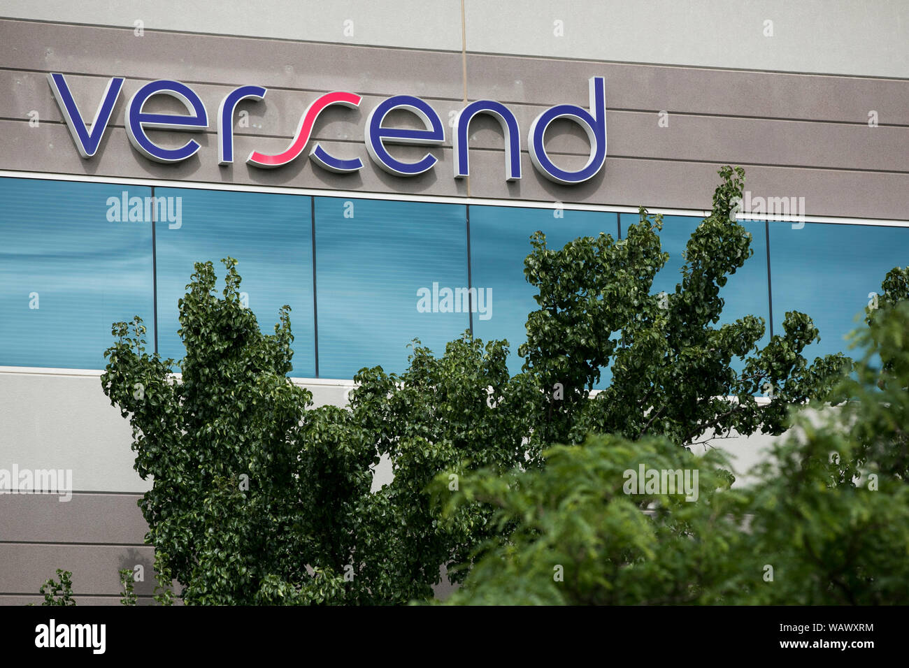 A logo sign outside of a facility occupied by Verscend in Draper, Utah ...