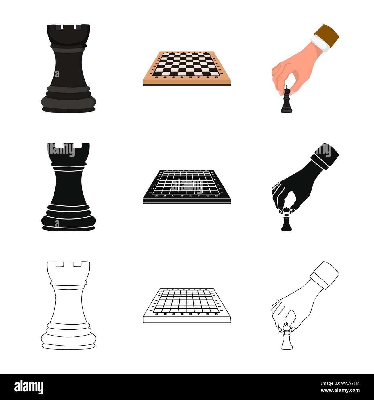 Isolated object of checkmate and thin symbol. Set of checkmate and ...