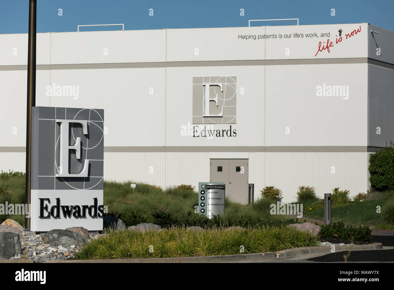 A logo sign outside of a facility occupied by Edwards Lifesciences in ...