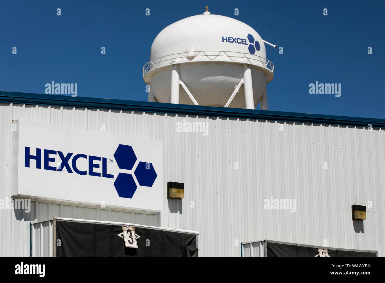 A logo sign outside of a facility occupied by the Hexcel Corporation in ...
