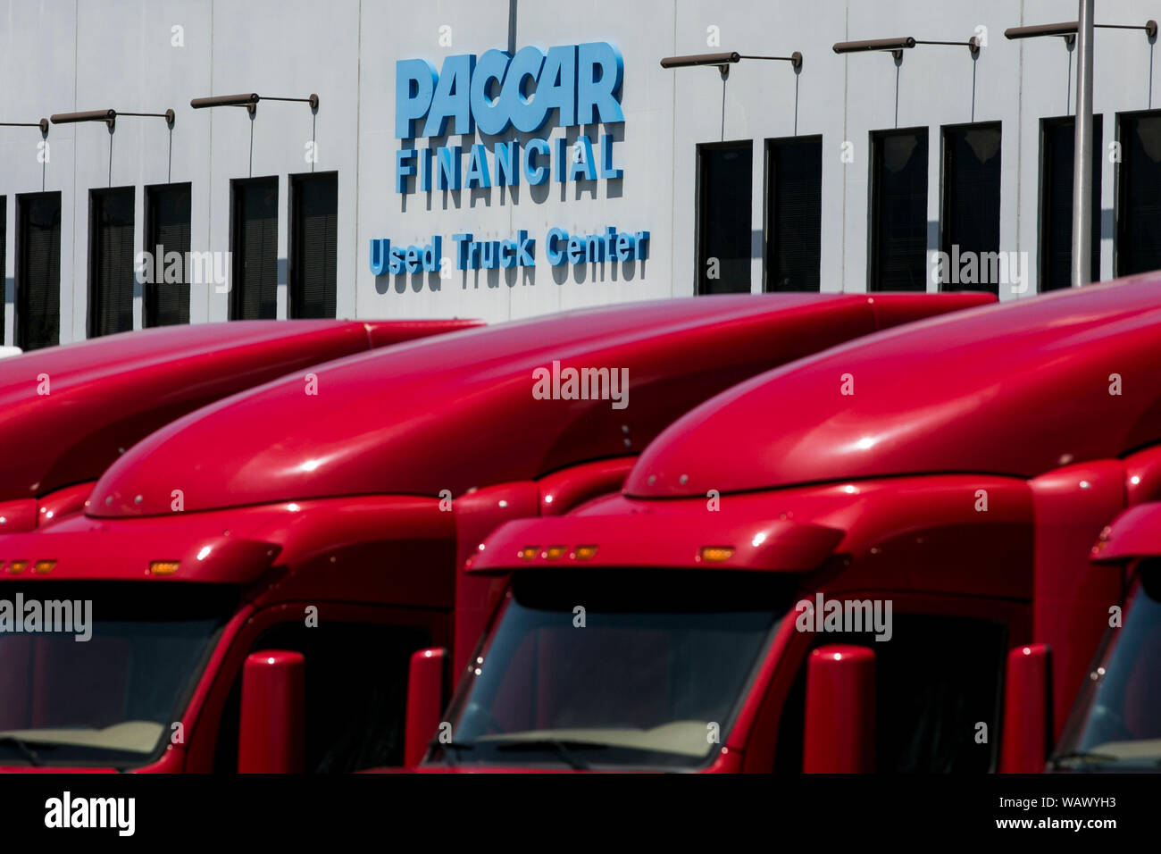 A logo sign outside of a facility occupied by PACCAR Financial in Salt ...