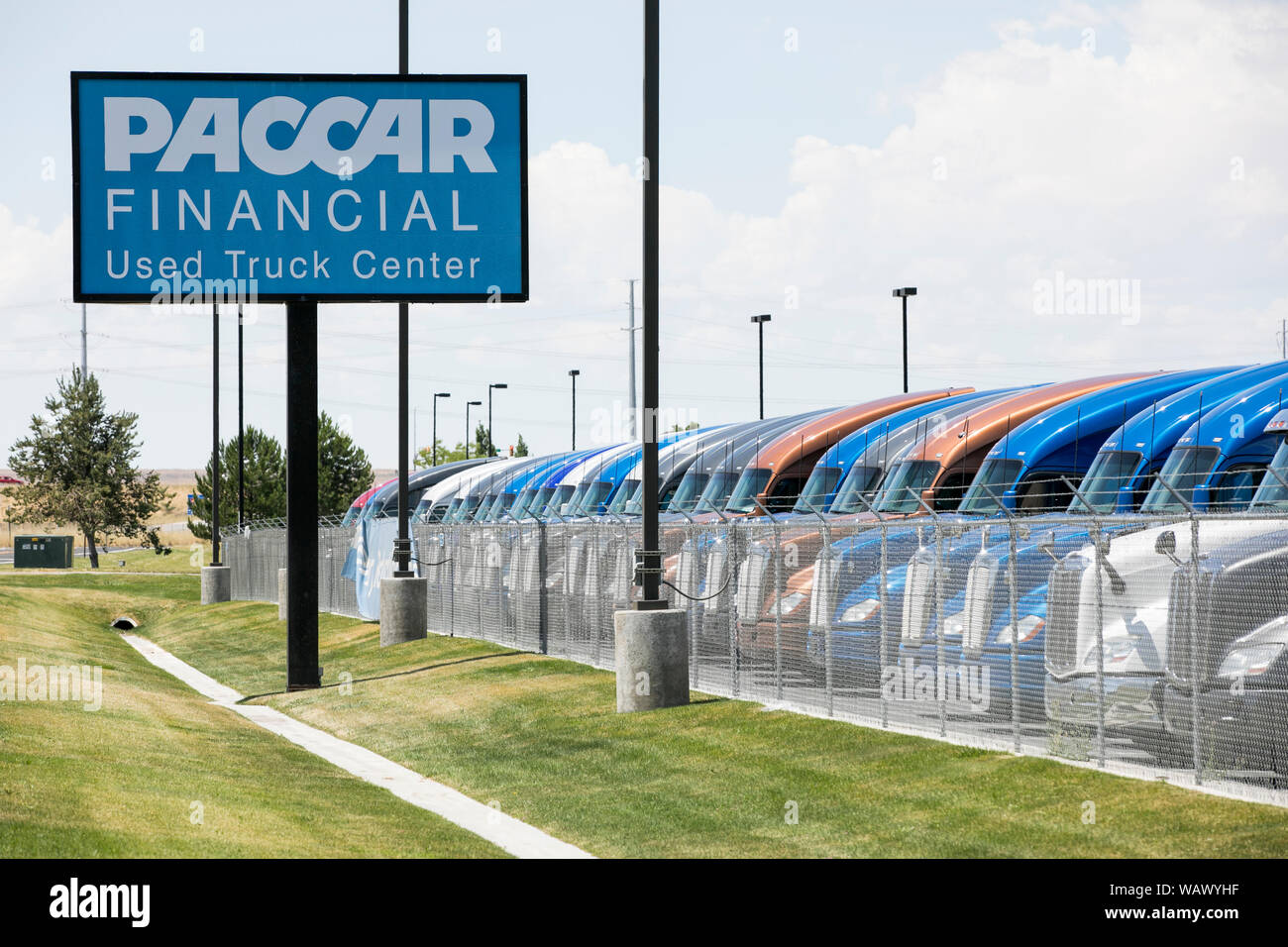 A logo sign outside of a facility occupied by PACCAR Financial in Salt ...