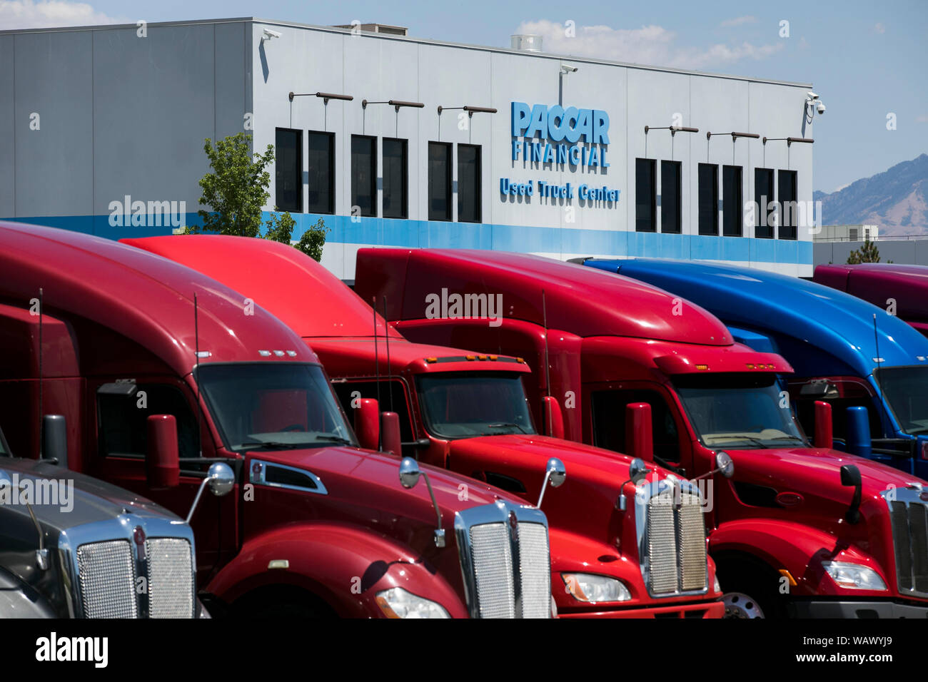 A logo sign outside of a facility occupied by PACCAR Financial in Salt ...