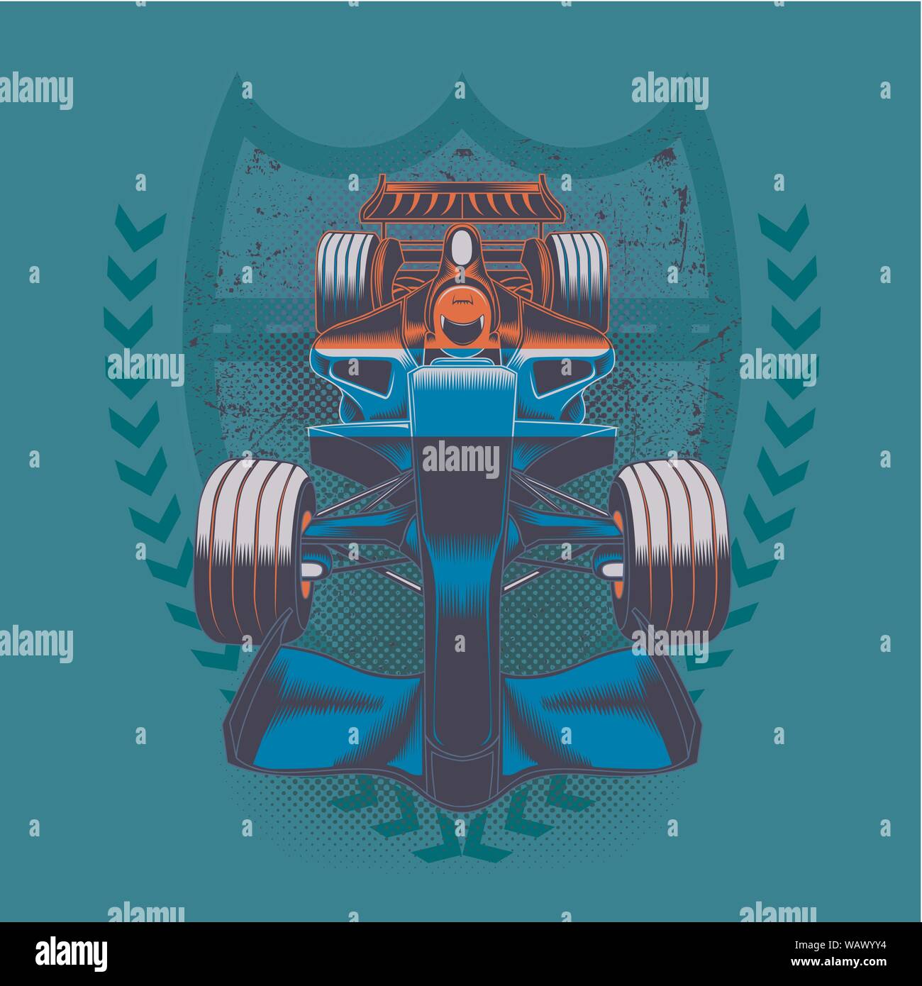 Vector image label with a picture of a racing car. Championship extreme ...