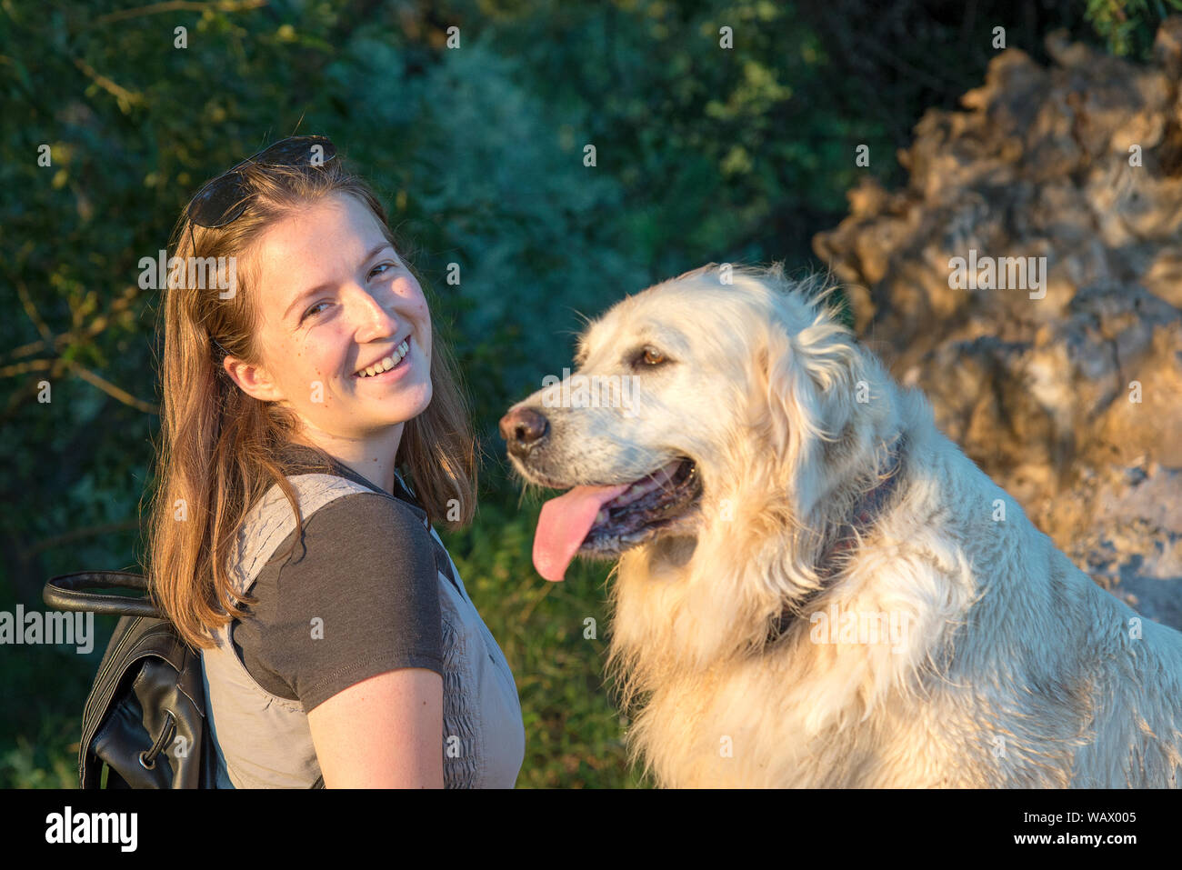 Woman and dog best friends Stock Photo - Alamy