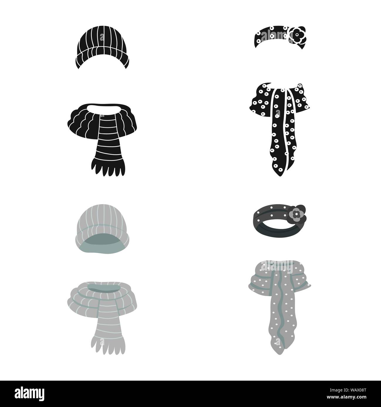 Pink knitted scarf isolated Black and White Stock Photos & Images - Alamy