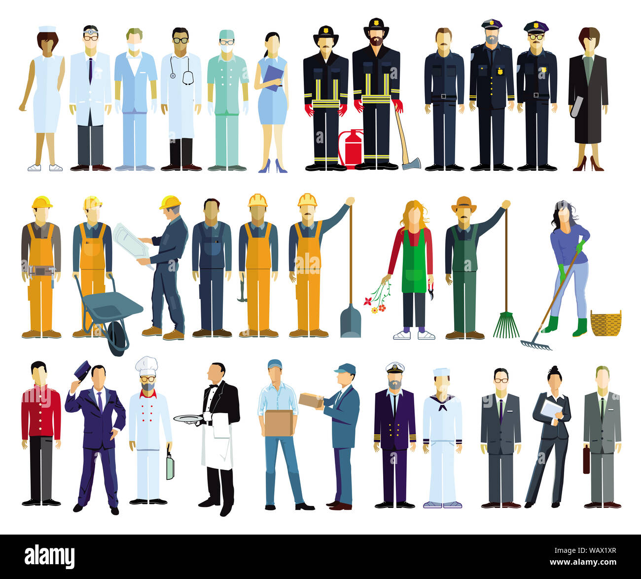 Various professions, portrait Illustration Stock Photo - Alamy