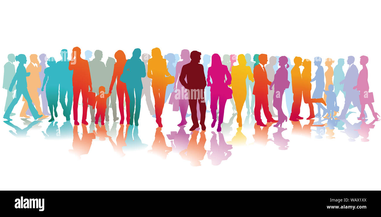 Large group of people on white background Stock Photo - Alamy