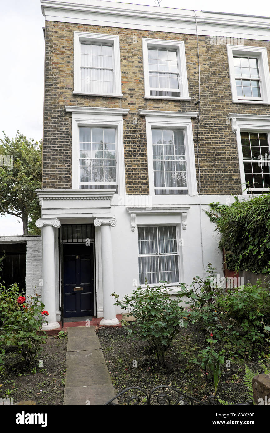 Front vertical view exterior facade of a house home black front door ...