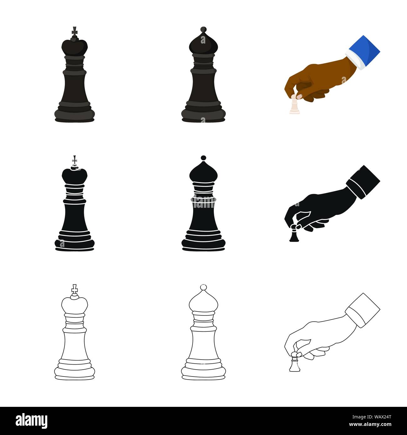 Vector illustration of checkmate and thin icon. Set of checkmate and ...
