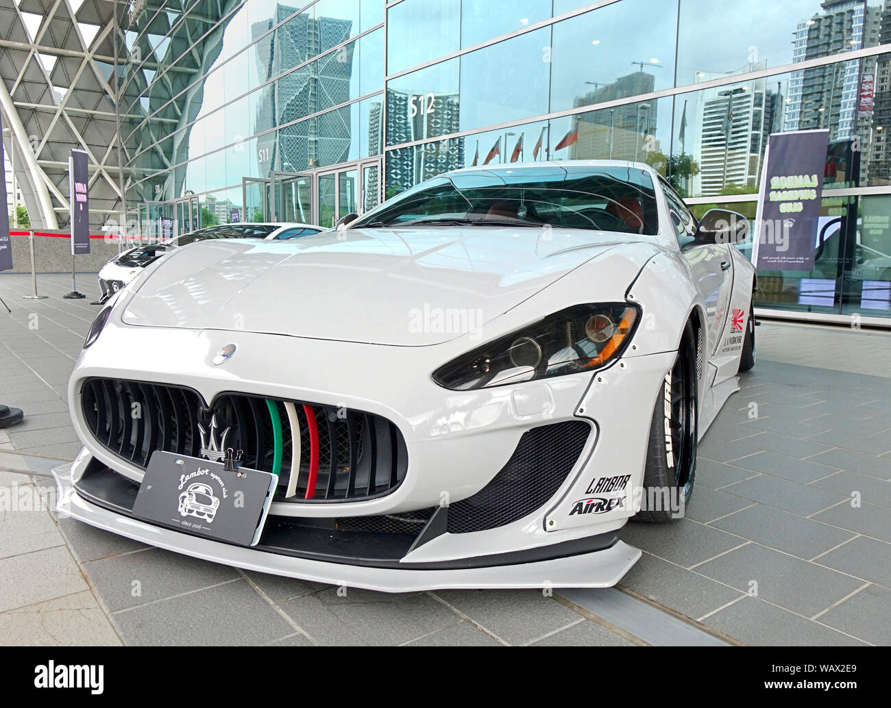 KAOHSIUNG, TAIWAN -- AUGUST 3, 2019: Lamborghini luxury sports cars are ...