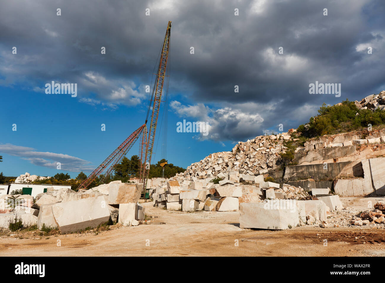 Local quarry quarrying white sandstone Stock Photo - Alamy