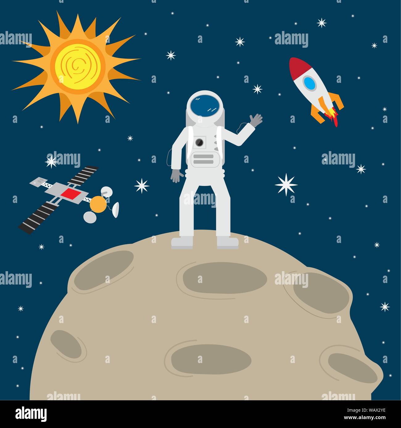 Astronaut on the moon over a space background - Vector Stock Vector ...