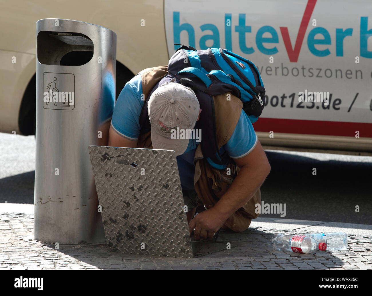 Berlin, Germany. 22nd Aug, 2019. A man collects bottles that he has ...