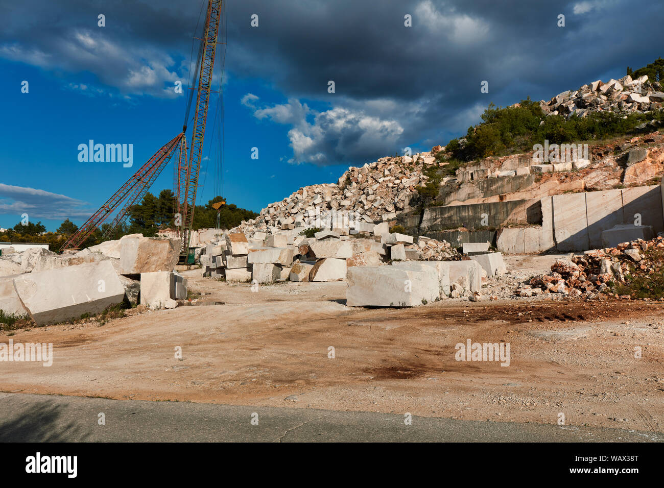 Local quarry quarrying white sandstone Stock Photo - Alamy
