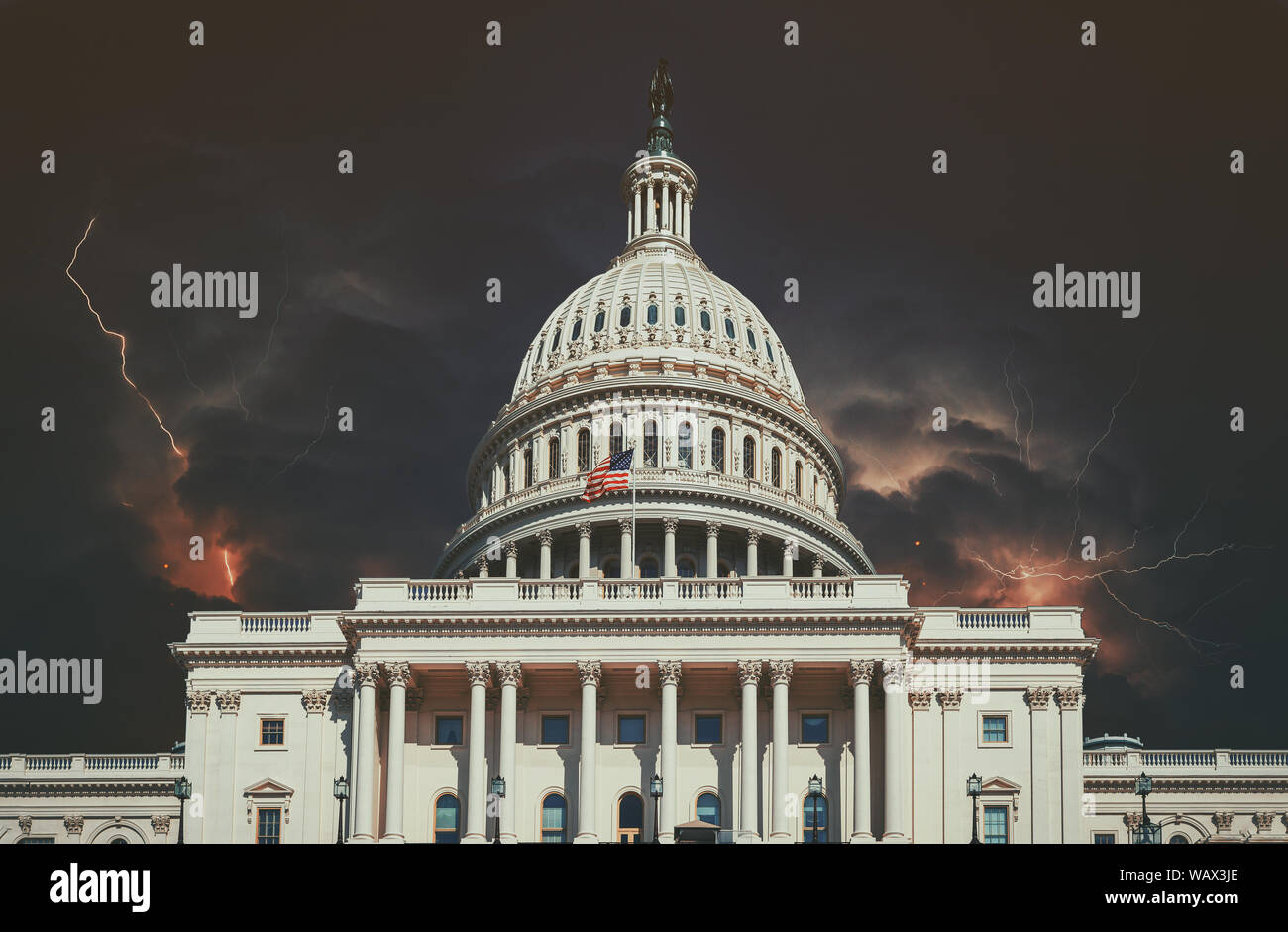 Lightning storm over Capitol Building on with multiple lightning ...