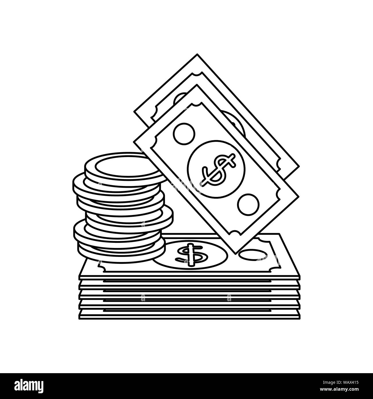 coins and bills money dollars icons Stock Vector Image & Art - Alamy