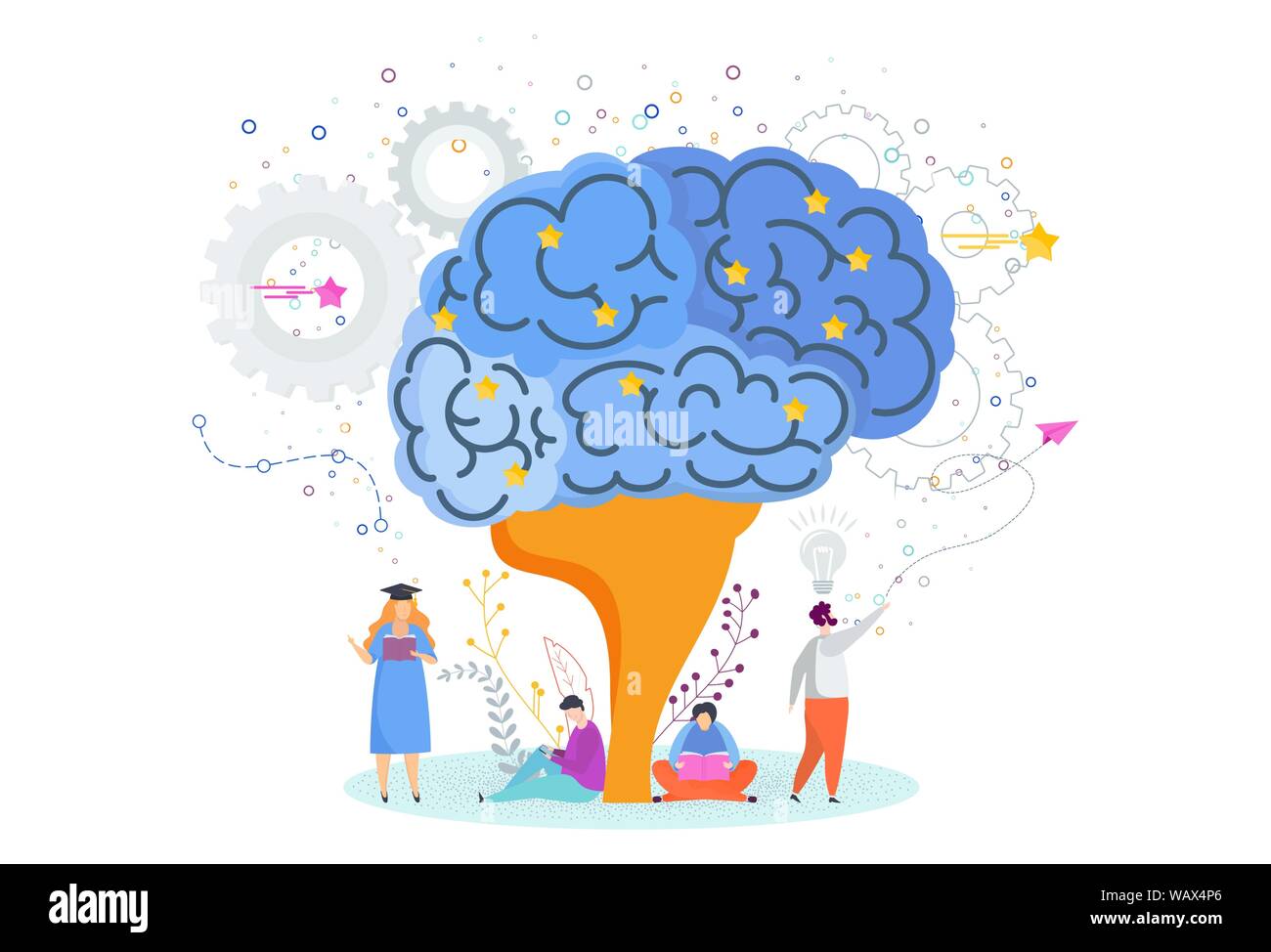 Smart brain. Tree of knowledge. Metaphor of study, education Stock ...