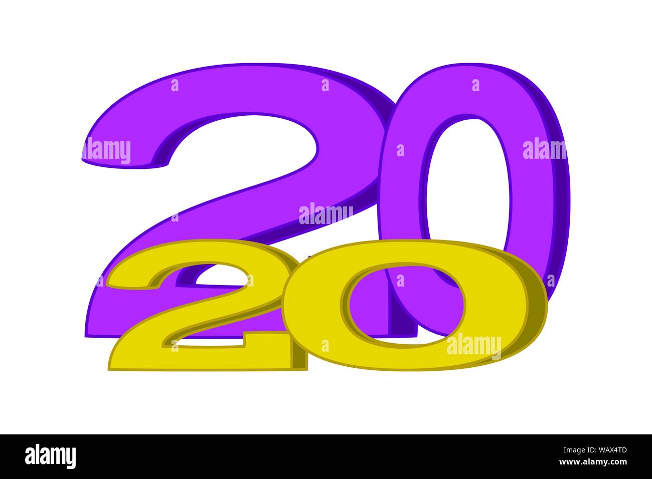 Colorful cartoon 2020 different size number characters new year poster ...