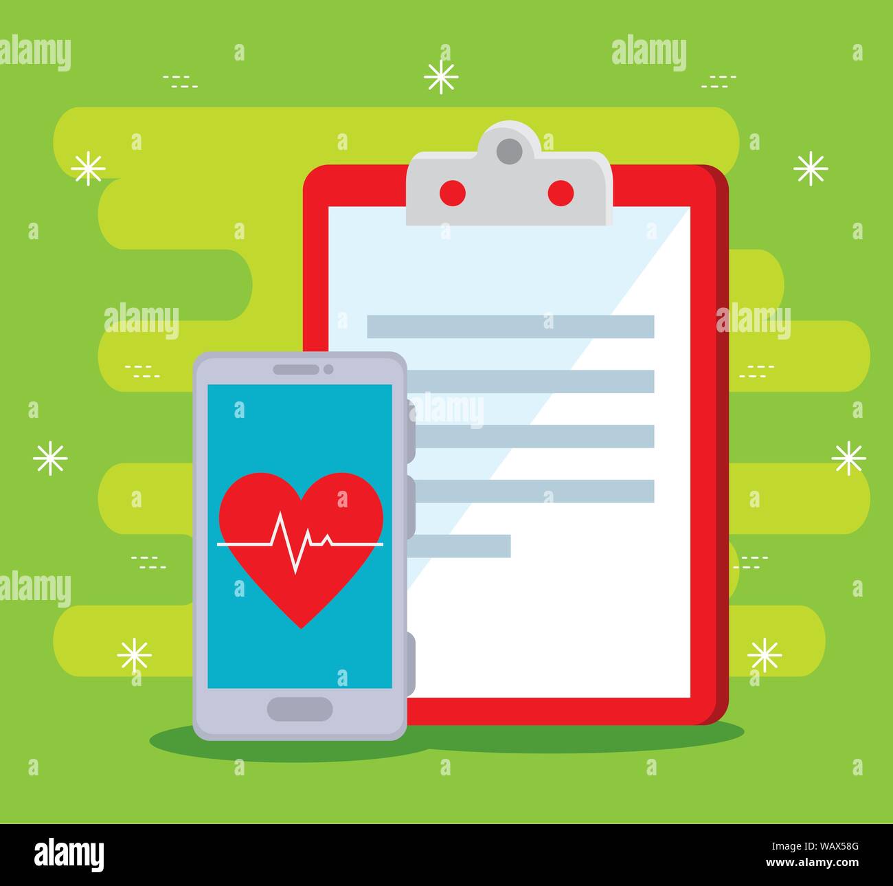 check list and smartphone technology with heartbeat Stock Vector Image ...
