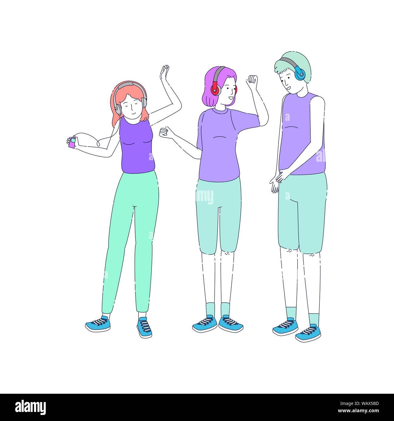 group of people listen music with player Stock Vector Image & Art - Alamy