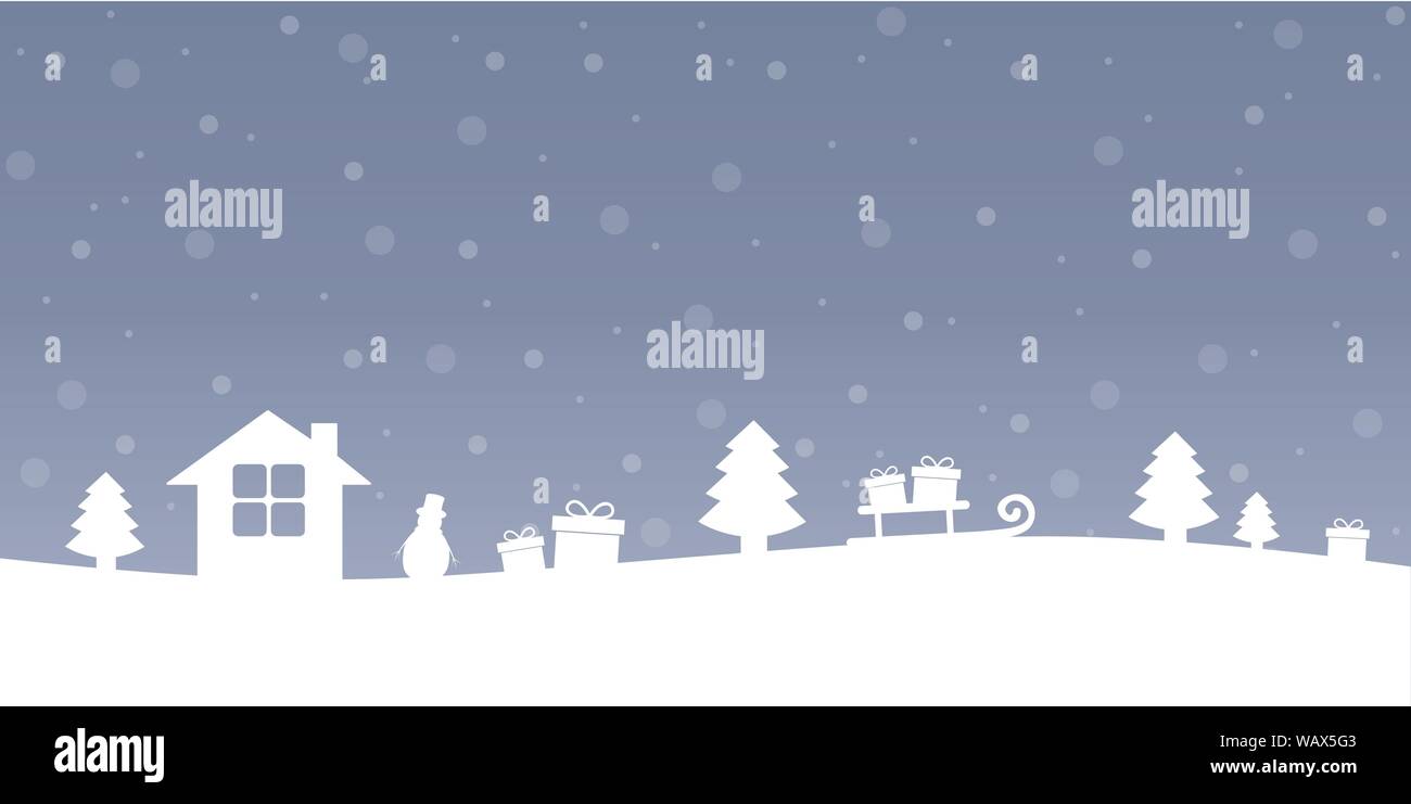 snowy christmas winter landscape border vector illustration EPS10 Stock ...