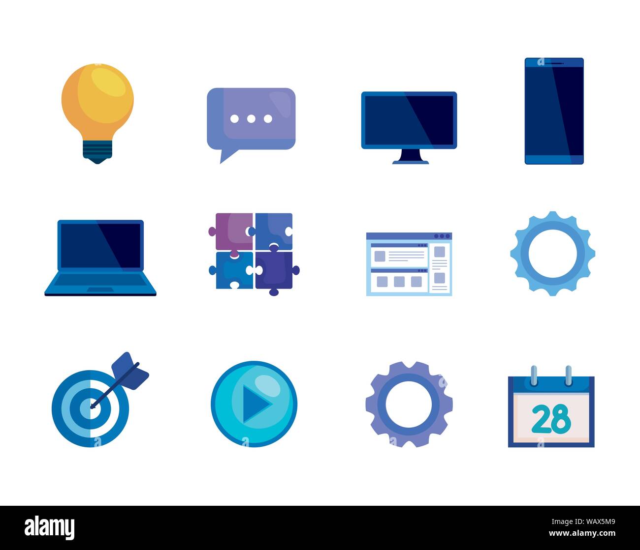 set of office icons to business work strategy Stock Vector Image & Art ...