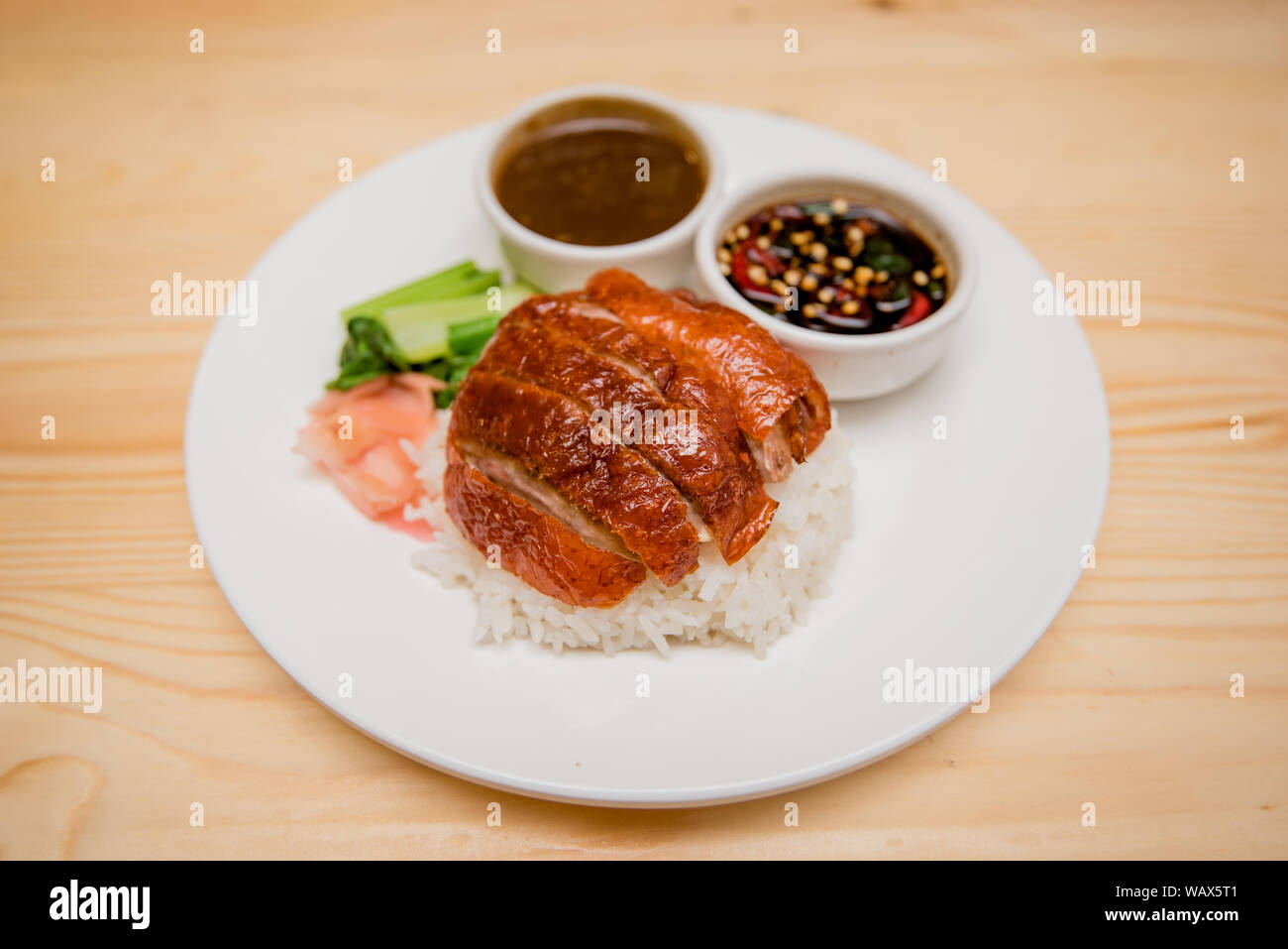 roasted duck and roast pork with rice, Thai food, Chinese food Stock ...