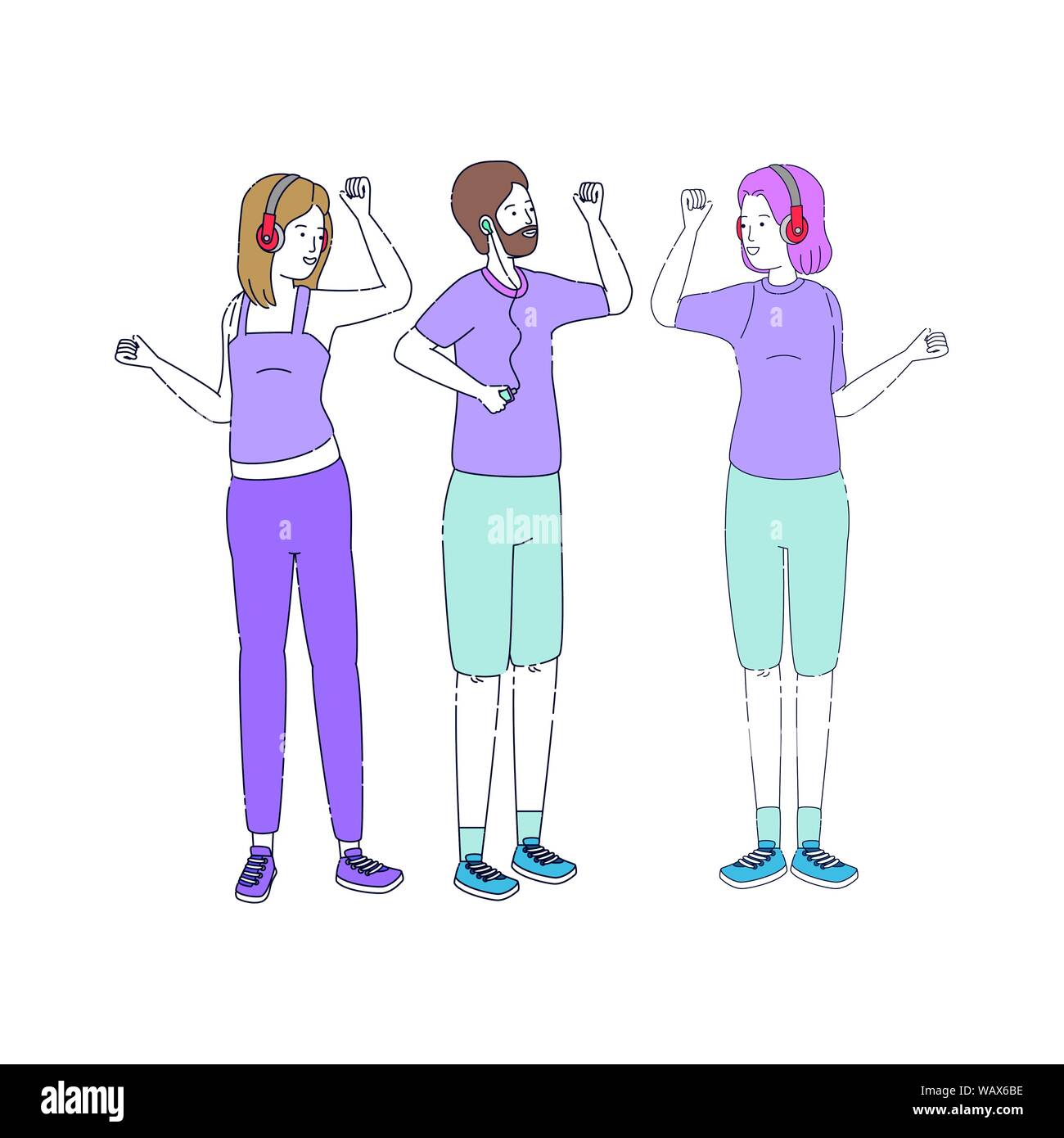 group of people listen music with player Stock Vector Image & Art - Alamy