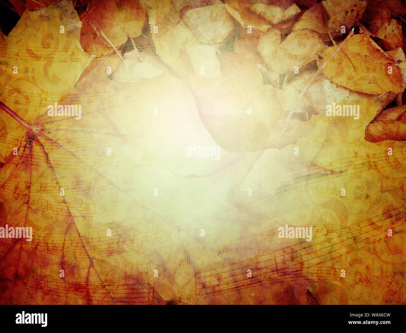 Illustration of autumn leaves and musical notes background Stock Photo ...