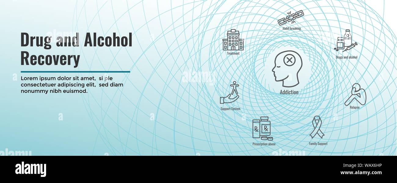Drug & Alcohol Dependency Icon Set and Web Header Banner Stock Vector ...
