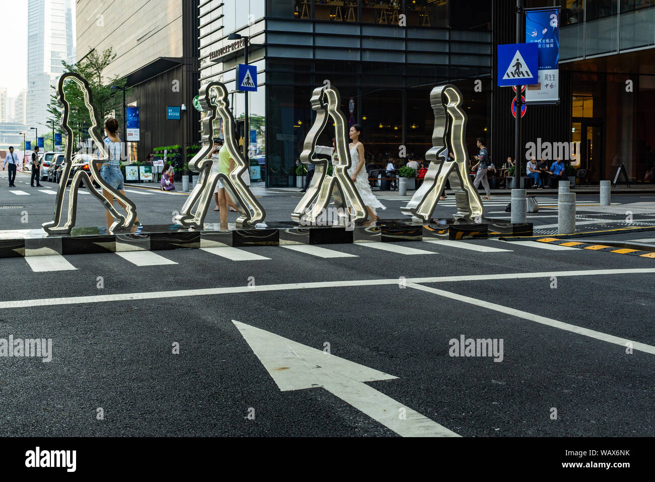 Light sculpture of Beatles famous walk cross the road Stock Photo - Alamy